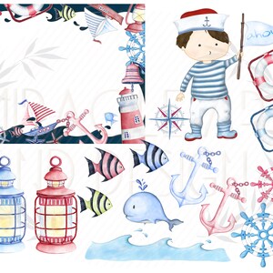 Nautical Kids Clipart,watercolor Summer Clipart,lighthouse Anchor ...