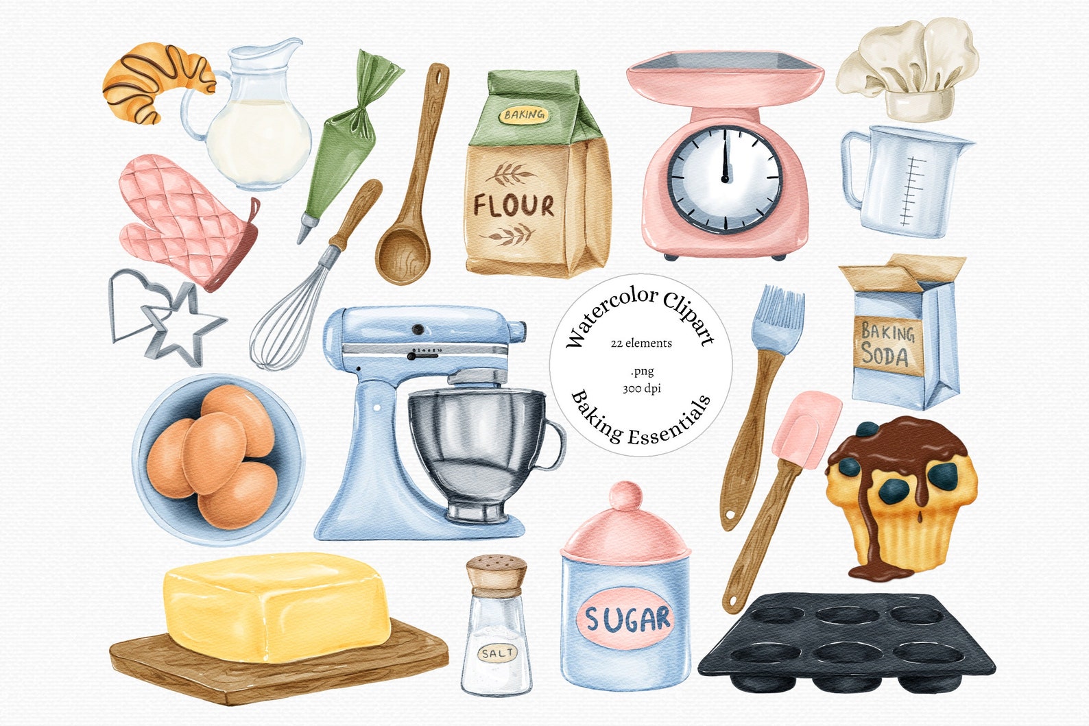 Watercolor Baking Clipart Baking Supplies Clipart Bakery - Etsy