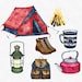 Watercolor Camping Clip Art Summer Outdoor Woodland Adventure - Etsy