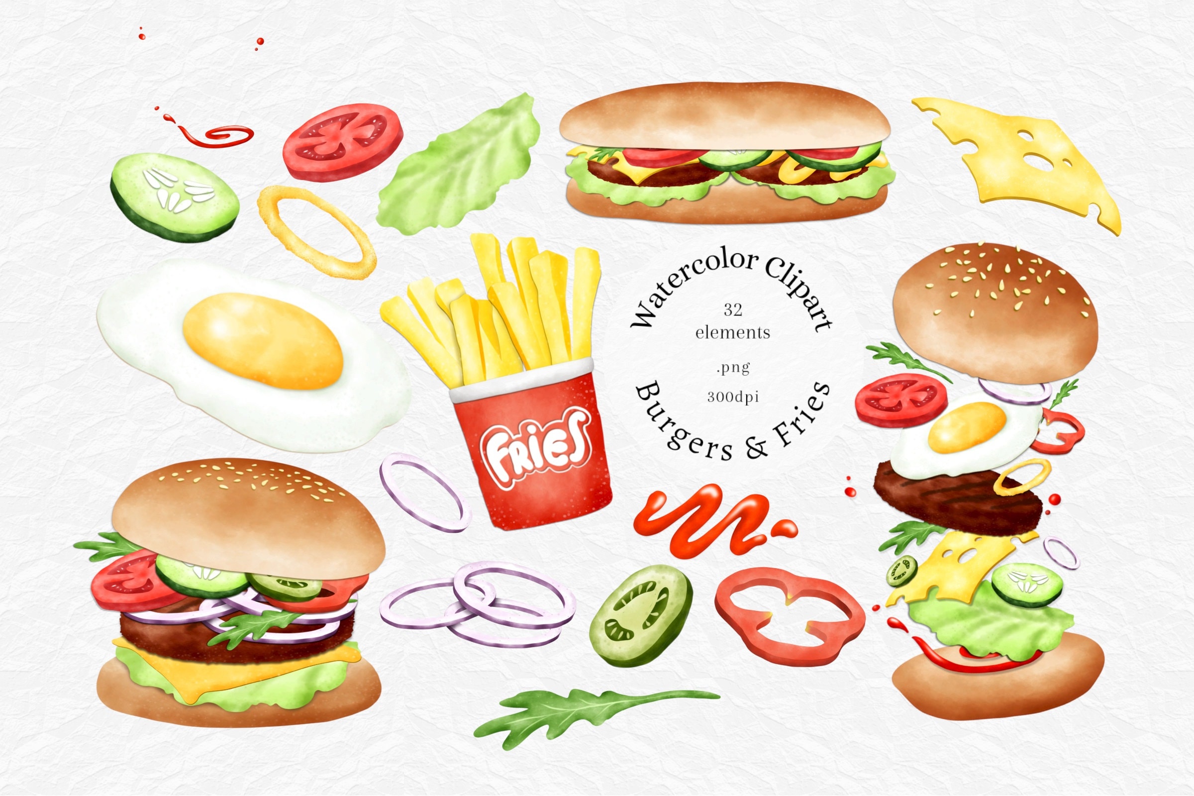 Hamburger And French Fries Clipart