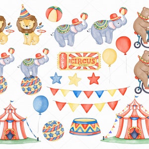 Watercolor Circus Clipart, Cute Circus Animals Clip Art, Circus Lion ...