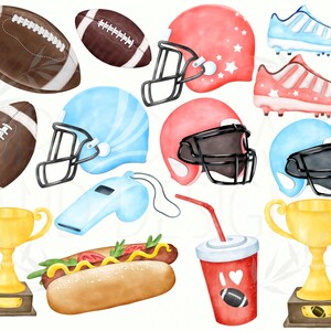 American Football Clipart, Watercolor Foot Ball, Soccer, Rugby Clipart ...