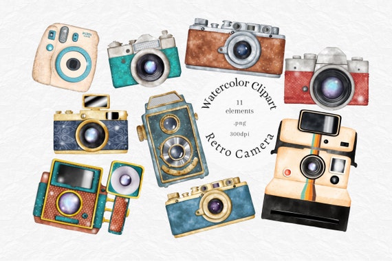 Retro Camera Clip Art Watercolor Vintage Clipart - Etsy