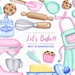 Watercolor Baking Clipart, Baking Supplies Clipart, Cute Baker, Bakery ...
