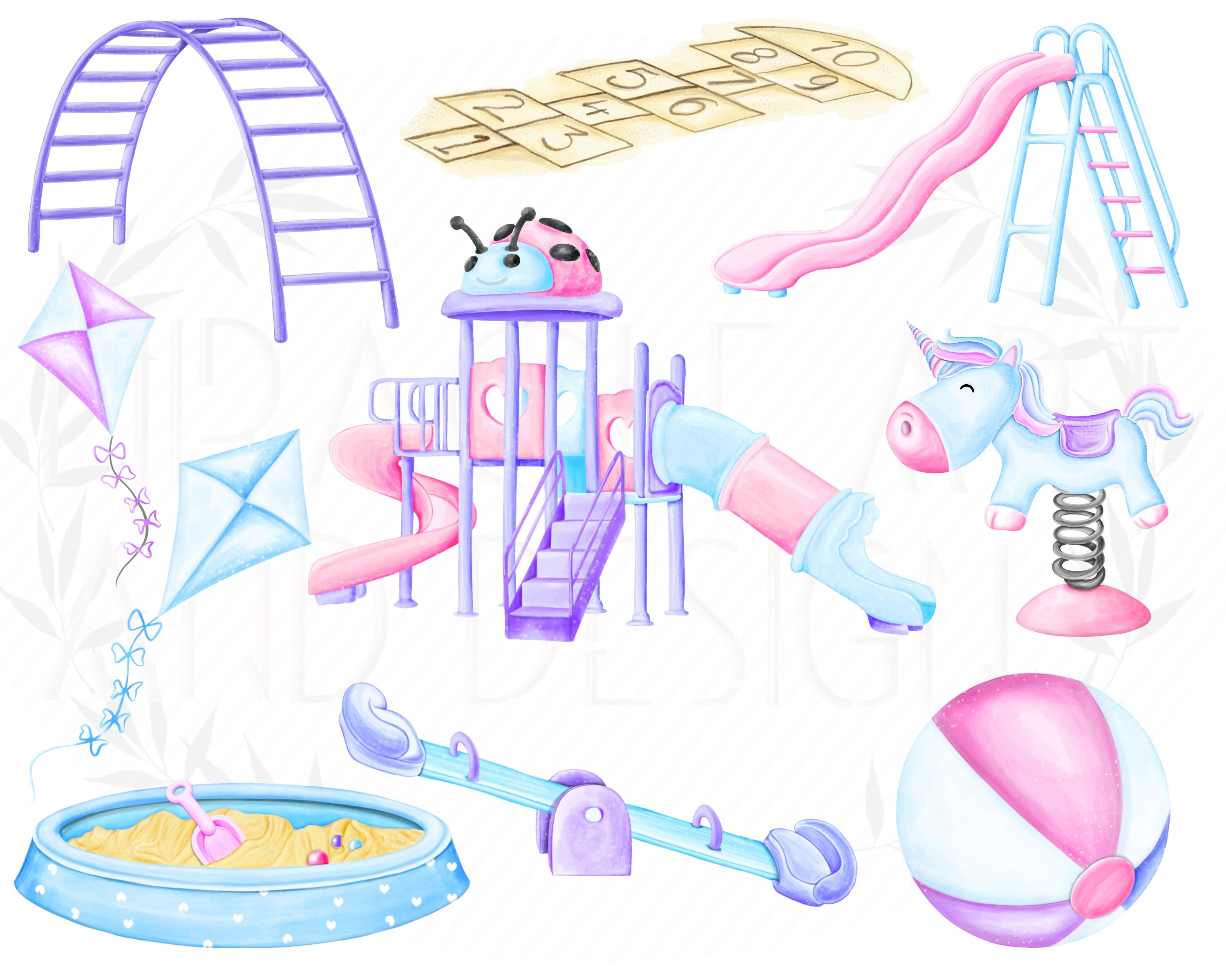 Watercolor Playground Clip Art Children Kids Park Clipart | Etsy UK