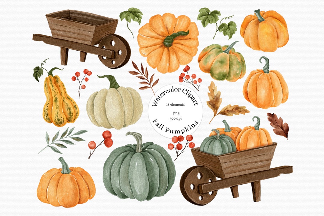 Pumpkins Clipart Fall Pumpkins Clip Art Fall Harvest - Etsy