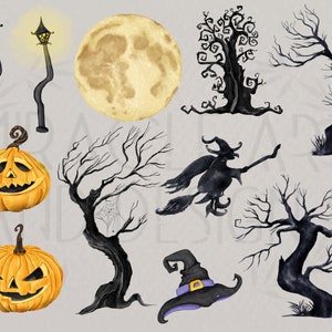 Watercolor Halloween Clipart Spooky Hand Drawn Halloween PNG - Etsy UK