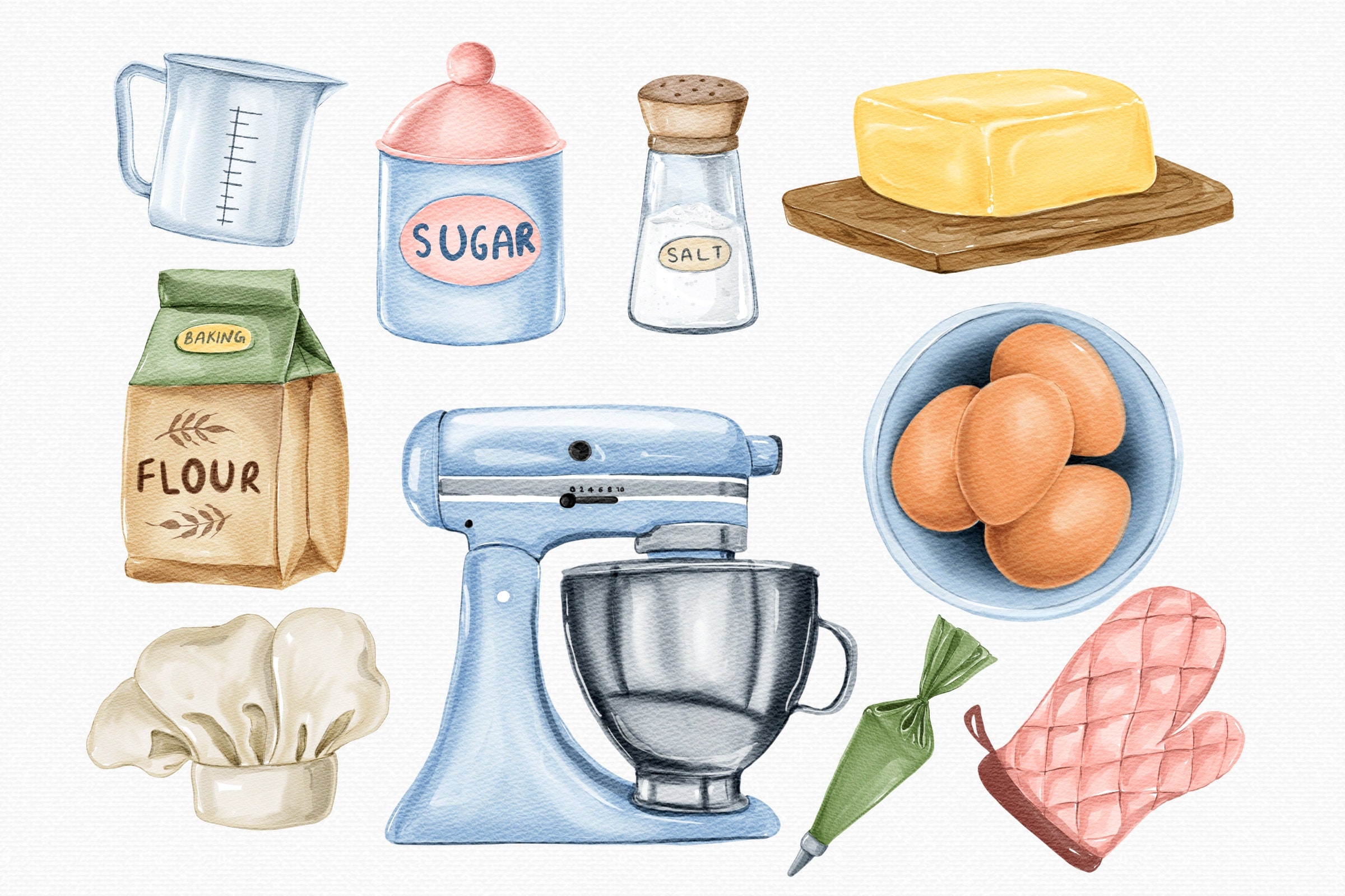 Watercolor Baking Clipart Baking Supplies Clipart Bakery - Etsy