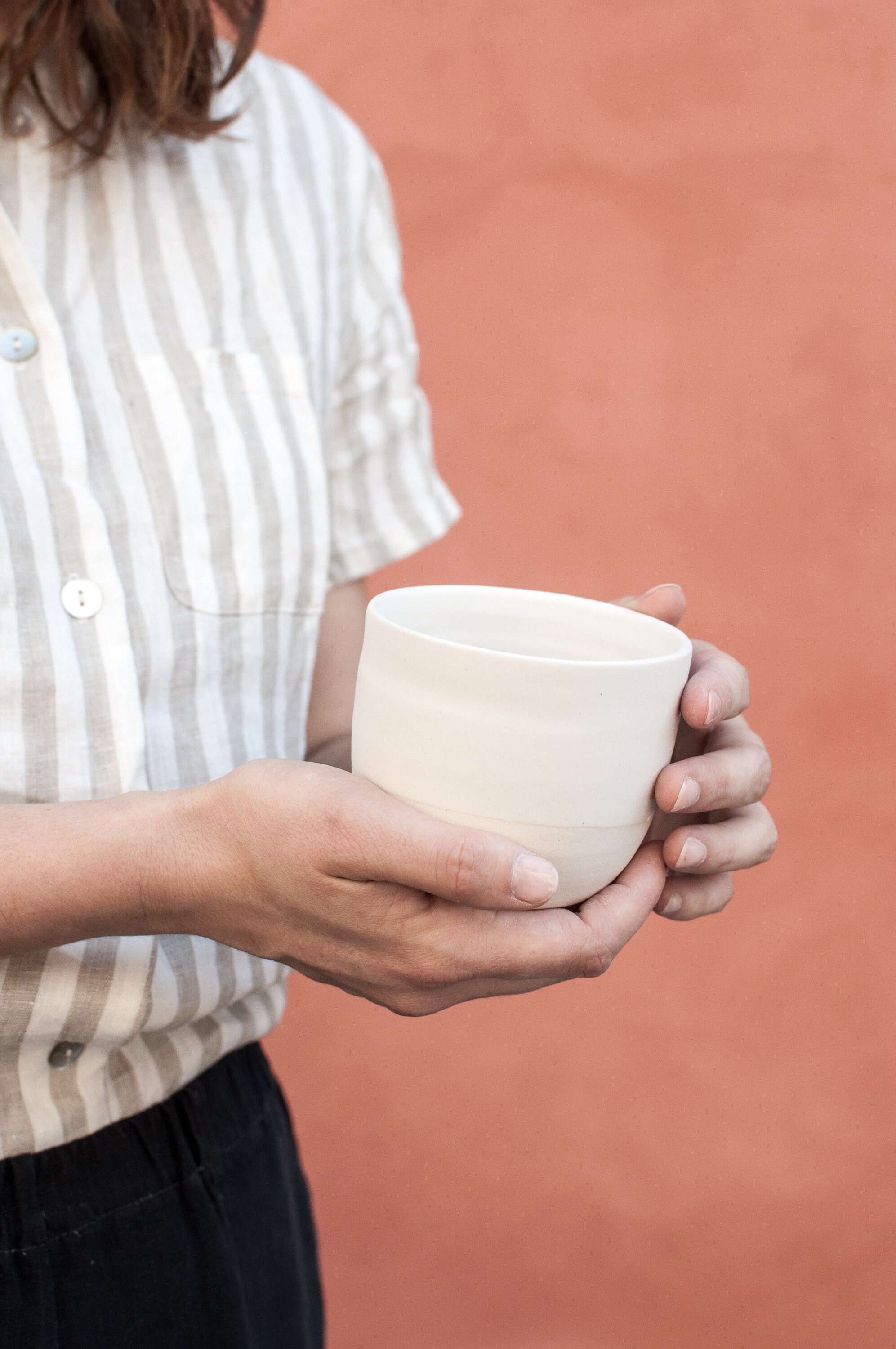 White Ceramic Mug without Handle Medium Size Stoneware | Etsy