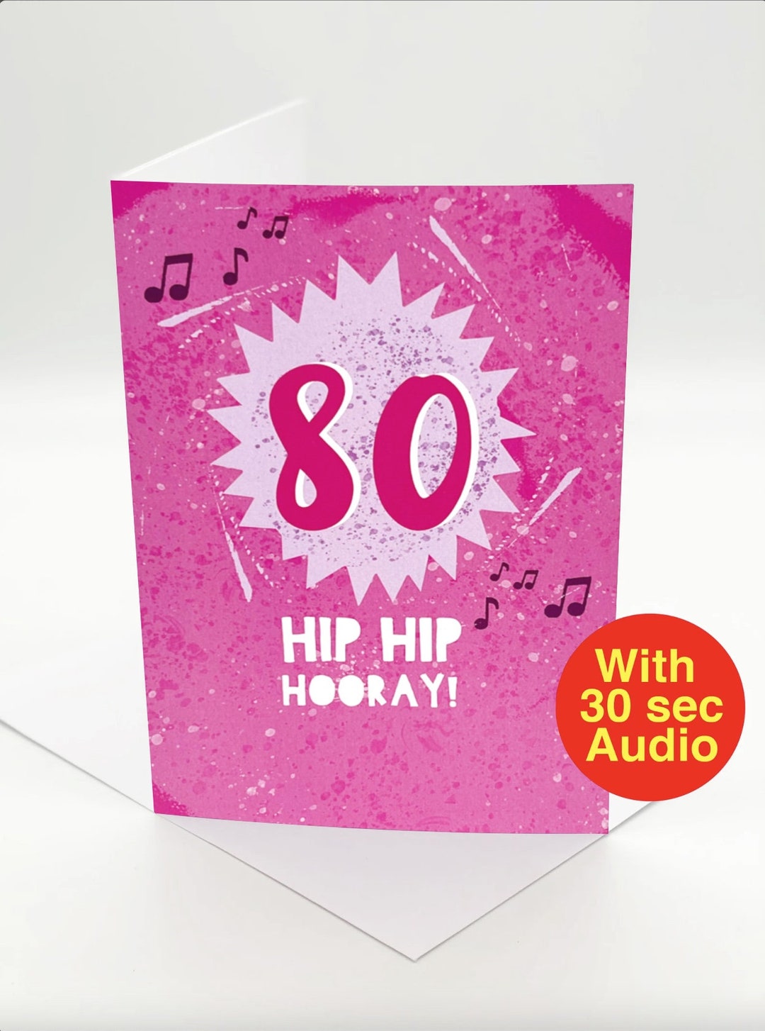 Recordable Audio Birthday Cards 80th AB2206 With 30 Second Audio - Etsy