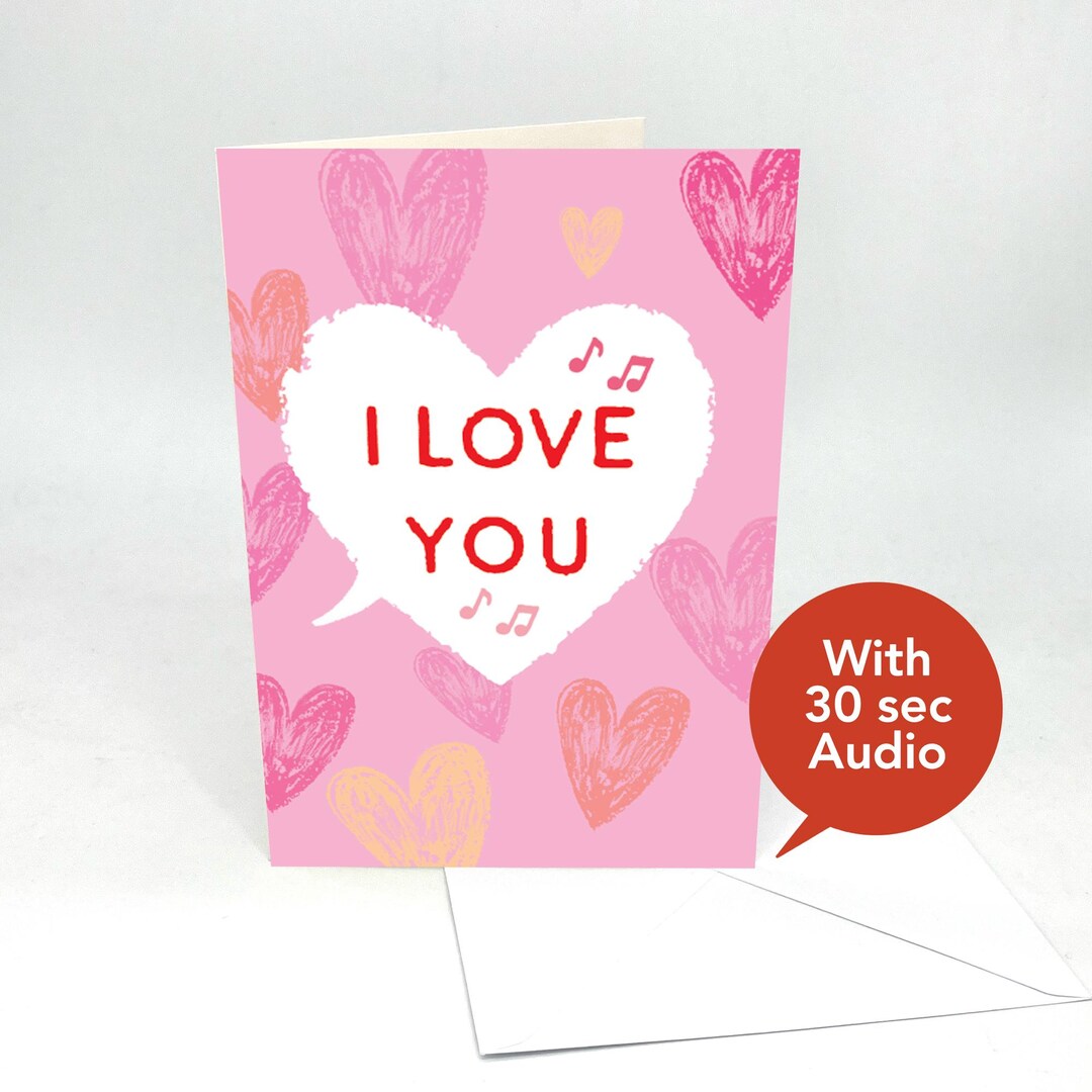 Recordable Audio Love Card: 'I Love You' Design, 30-second Message - Etsy