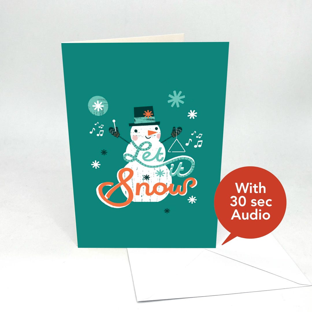 Recordable Audio Christmas Cards - Christmas Snowman Let It Snow - With ...