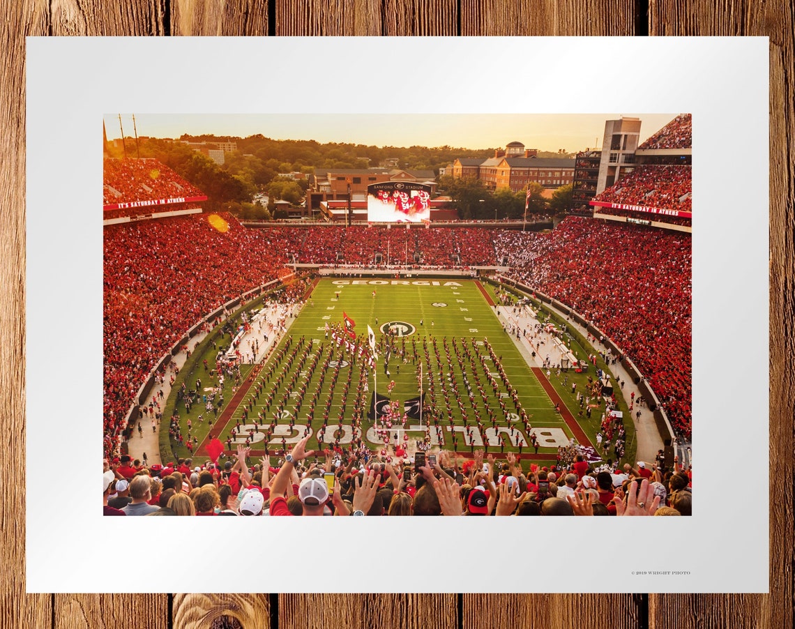 UGA: Georgia Bulldogs Sanford Stadium Saturday in Athens Art - Etsy