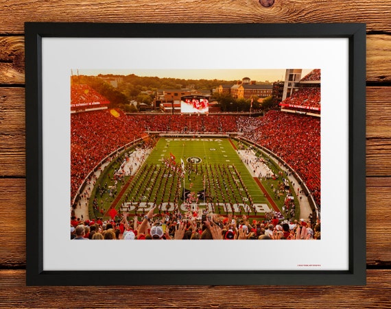 UGA: Georgia Bulldogs Sanford Stadium Saturday in Athens Art | Etsy