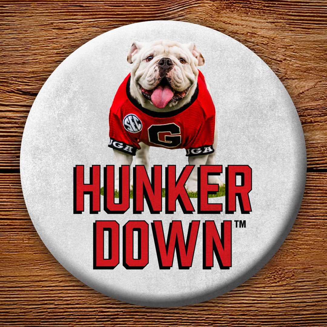 Uga X Mascot "hunker Down" 3" Pin-back Button - Georgia Bulldogs ...