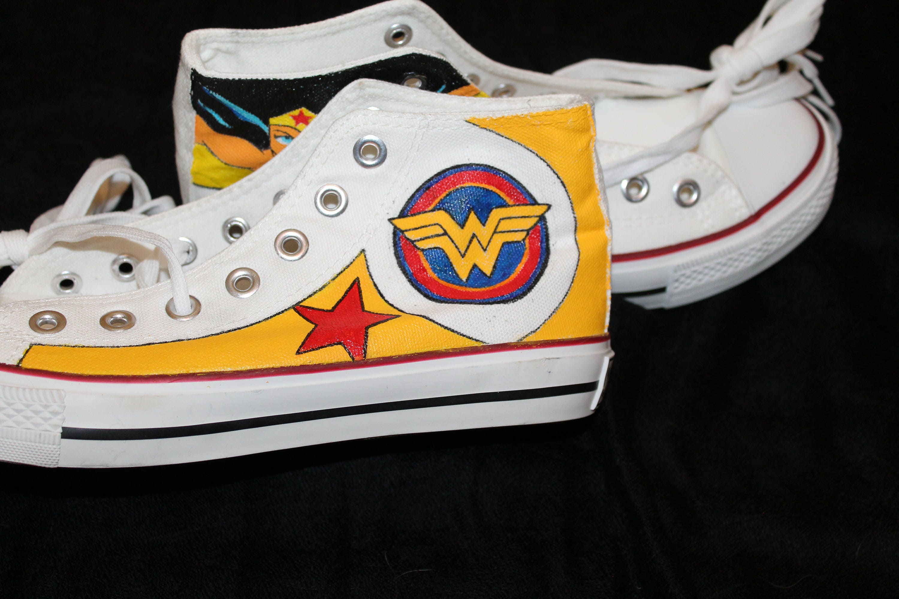 Wonder Woman Shoes Hand-painted, Completely One-of-a-kind, Women's Size ...