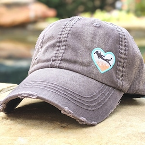 Women's Scuba Diving Baseball Cap: Embroidered Heart, Optional Custom ...