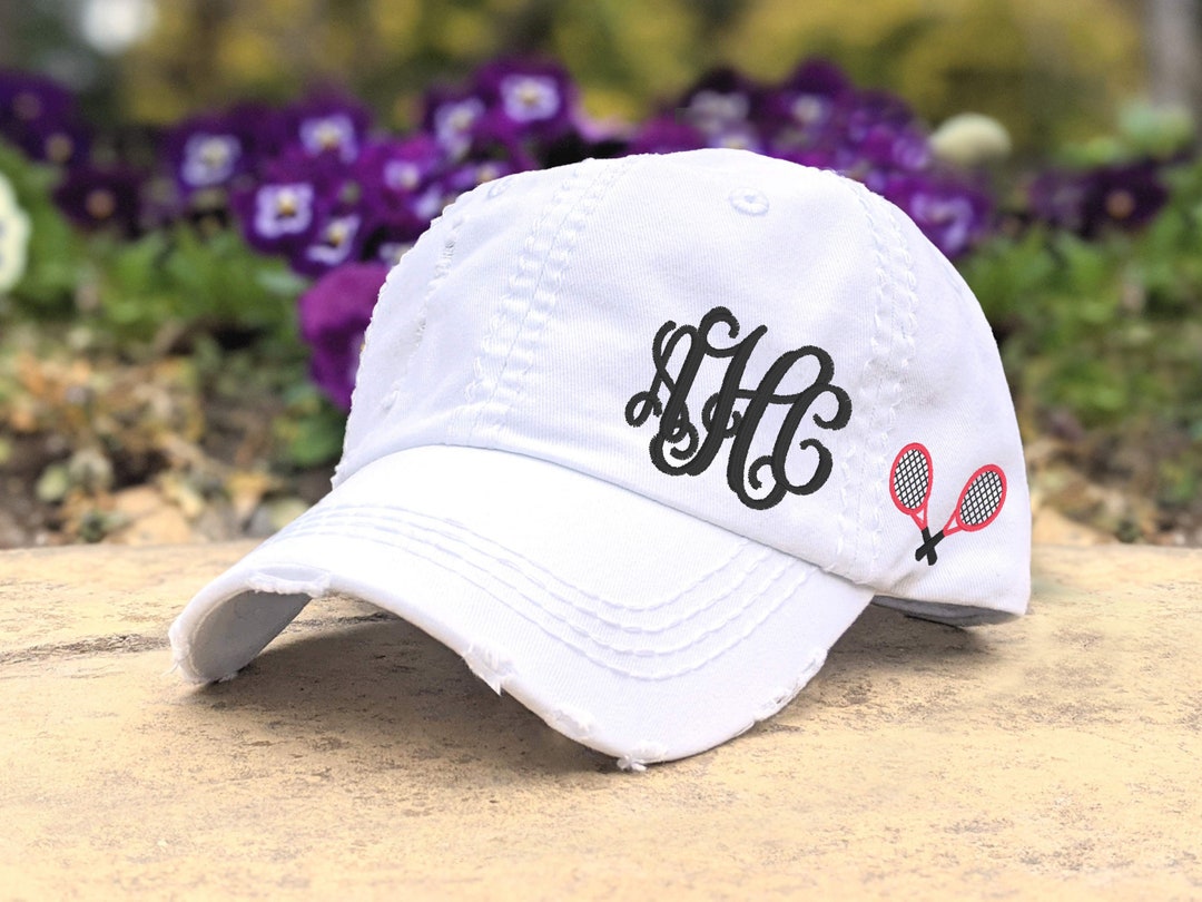 Monogram Tennis Hat: Women's Baseball Cap With Crossed Rackets Initials ...