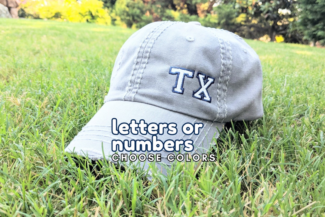 Embroidered Letter Number Baseball Cap Hat: Custom Varsity Monogram ...