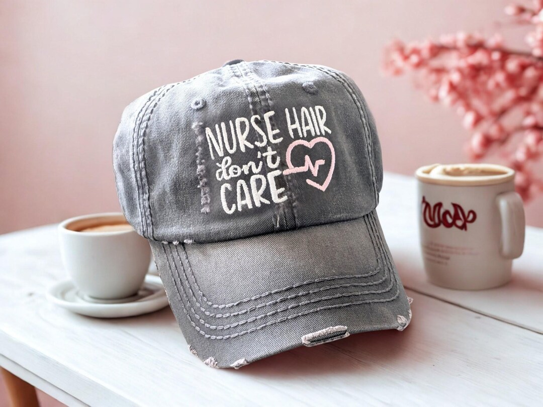 Embroidered Nurse Baseball Cap: Funny RN/LPN Gift, Hair Don't Care - Etsy