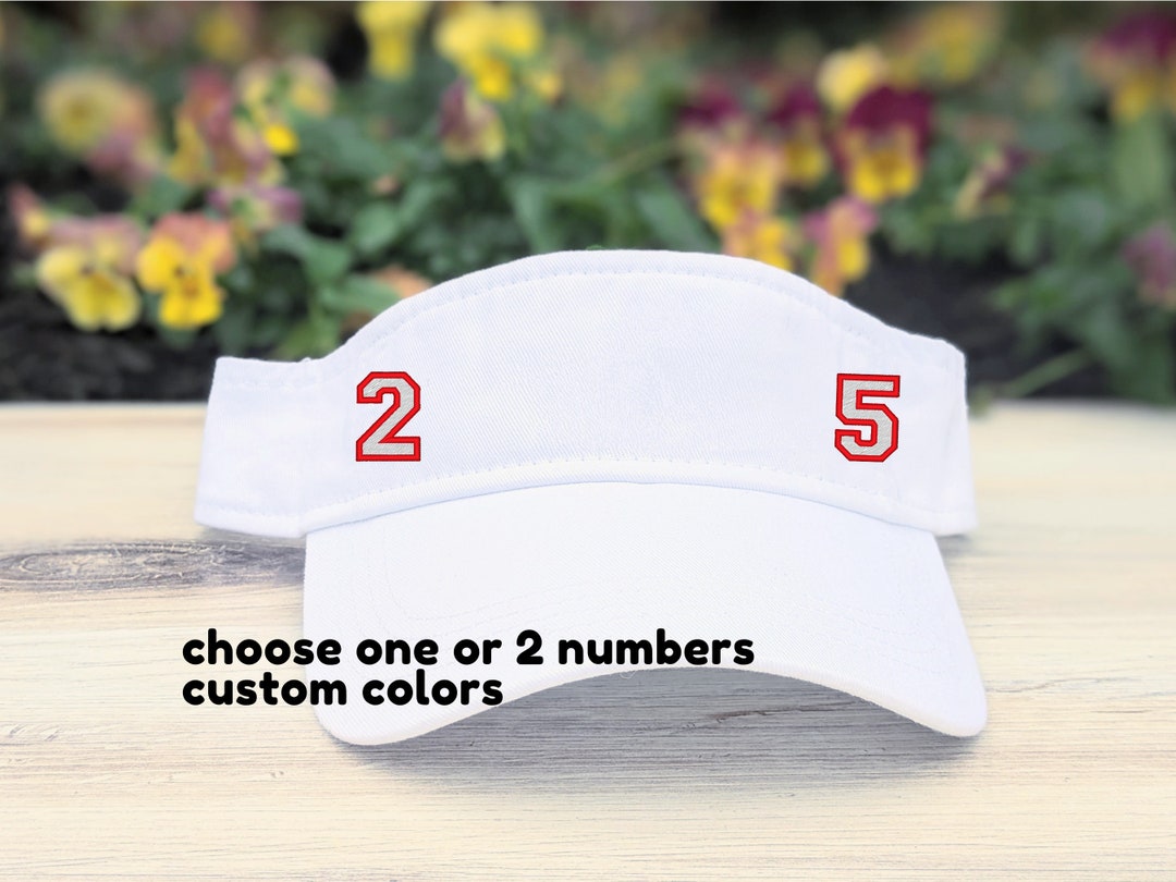 Embroidered Number Visor: Custom Sports Team Player Visor, One or Two ...