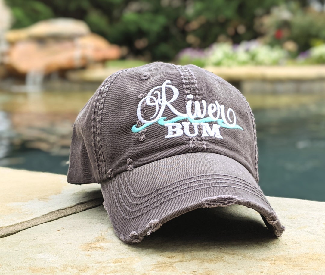 Women's River Bum Embroidered Baseball Cap: Distressed Cotton Tubing ...