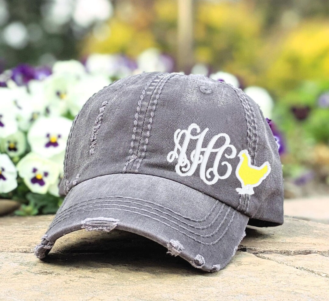 Monogrammed Chicken Baseball Cap: Women's Embroidered Hat, Custom ...