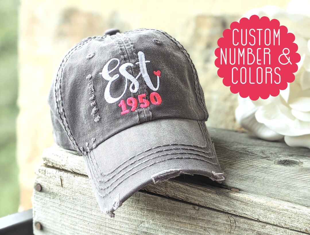 Women's Birthday Baseball Cap, Est. Established Year Hat, 30th 40th ...