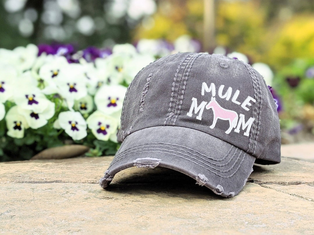 Embroidered Mule Mom or Mama Hat: Women's Distressed Baseball Cap - Etsy