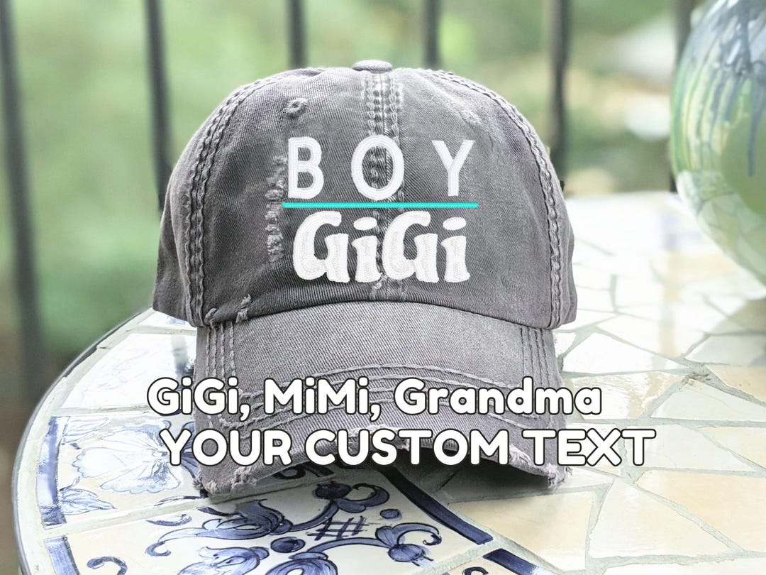 Boy Gigi Mimi Mom of Boys Custom Name Text Name Hat Baseball Cap, Mama ...