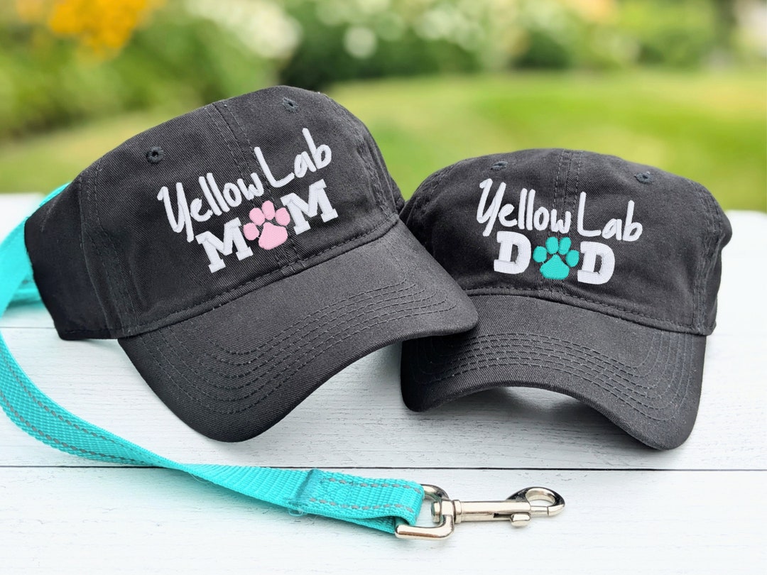 Embroidered Yellow Lab Mom Dad Hat or Set Option: Custom Baseball Cap ...