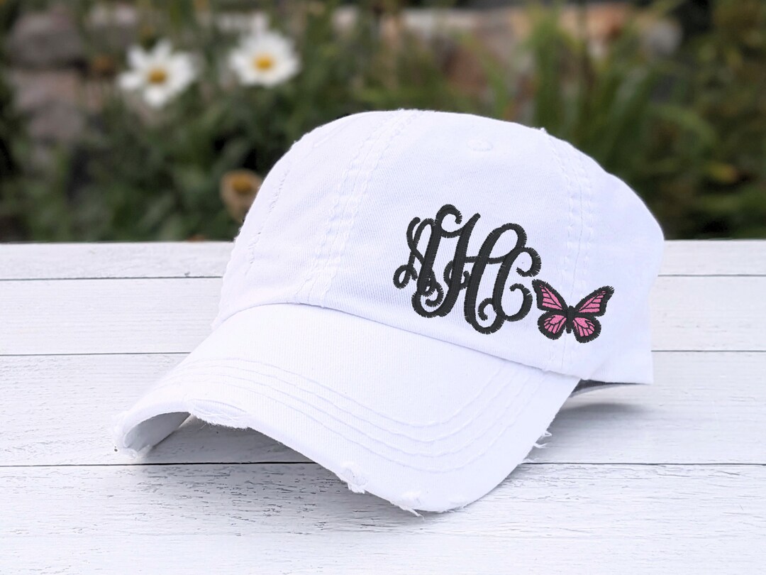Monogrammed Butterfly Hat Baseball Cap Initials, Cute Gift for ...