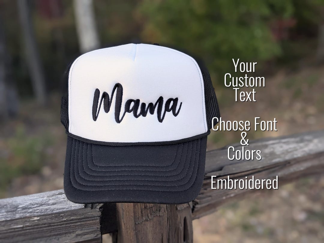 Embroidered Trucker Hat Cap Custom Text Logo Name Nickname Personalized ...