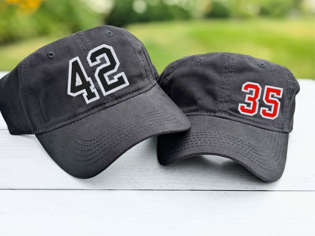 Embroidered Number Baseball Cap: Custom Varsity Sports Team Hat, Center ...