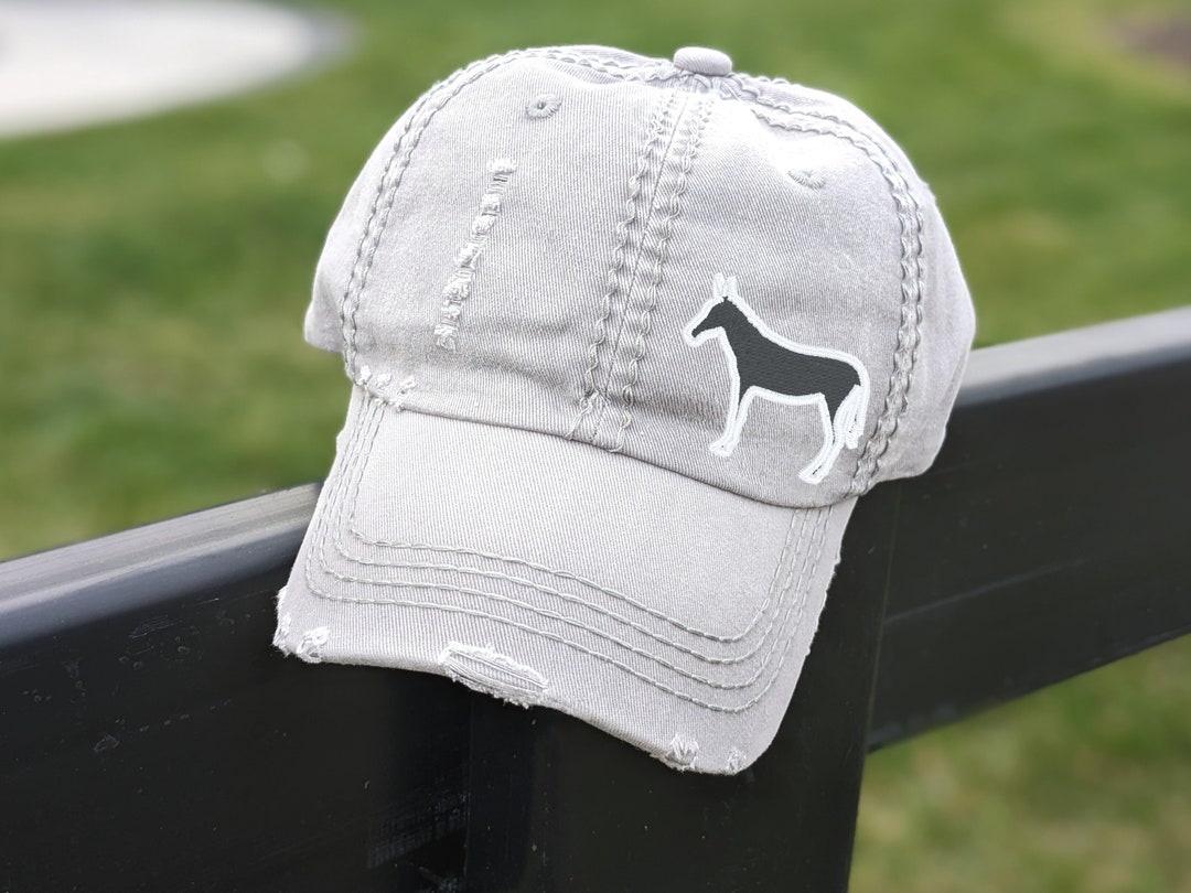 Embroidered Mule Baseball Cap: Women's Distressed Cotton Hat - Etsy