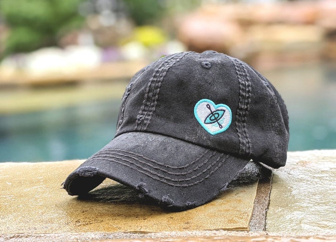 Women's Kayaking Hat: Embroidered Heart, Distressed Baseball Cap - Etsy