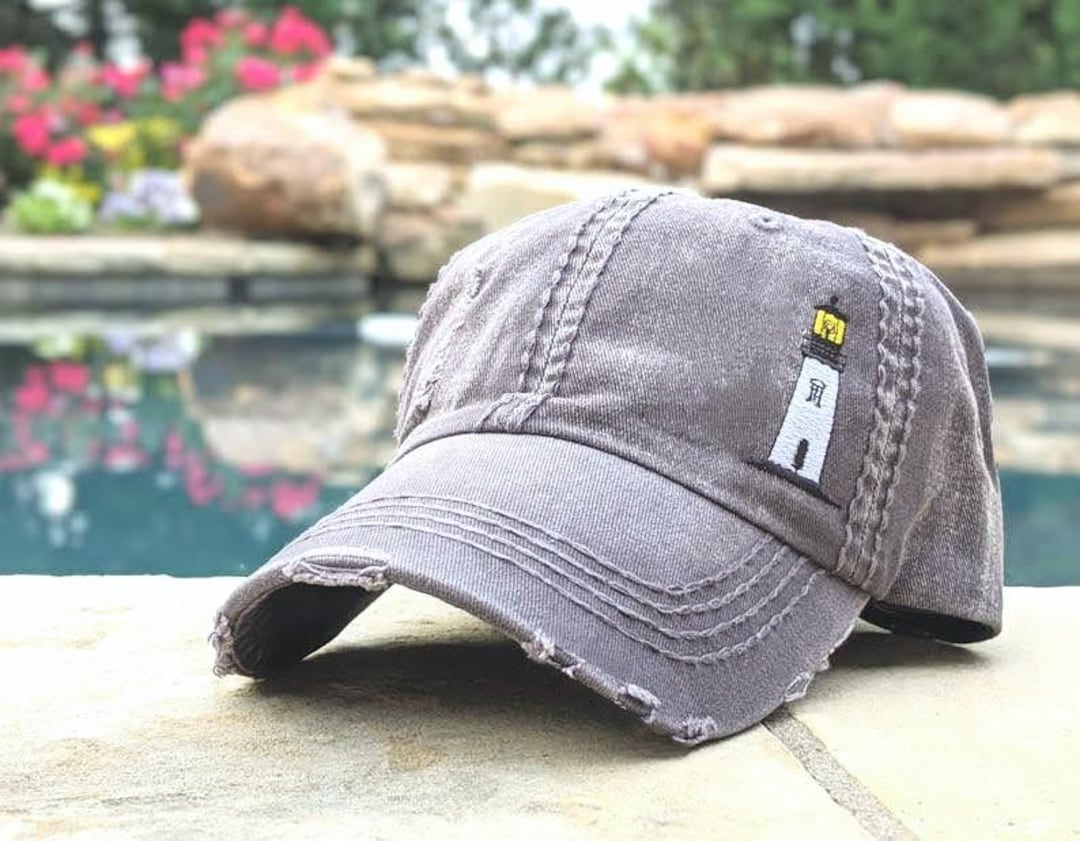 Embroidered Lighthouse Baseball Cap: Women's Distressed Cotton Hat - Etsy