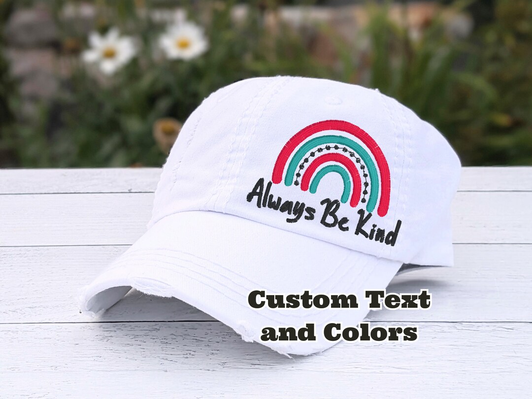 Embroidered Rainbow Baseball Cap Hat: Custom Text, Positive Affirmation ...