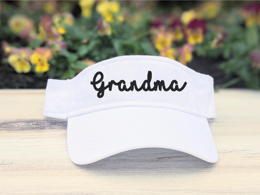 Grandma or Custom Text Visor Embroidered, Personalized Choose Font Name ...