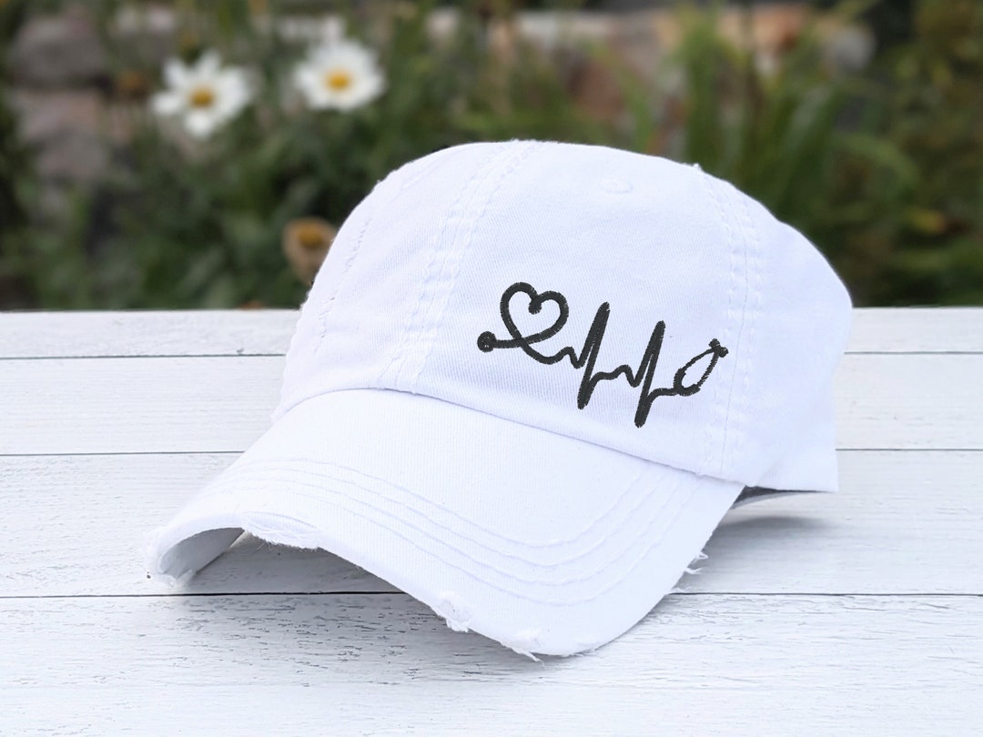Embroidered Stethoscope Baseball Cap Hat - Women's Medical Gift, EKG ...