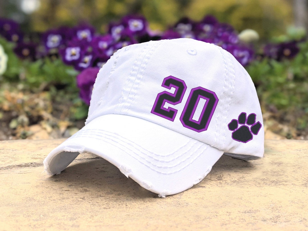 Embroidered Wildcat Paw Print Baseball Cap: Custom Number, Panthers ...