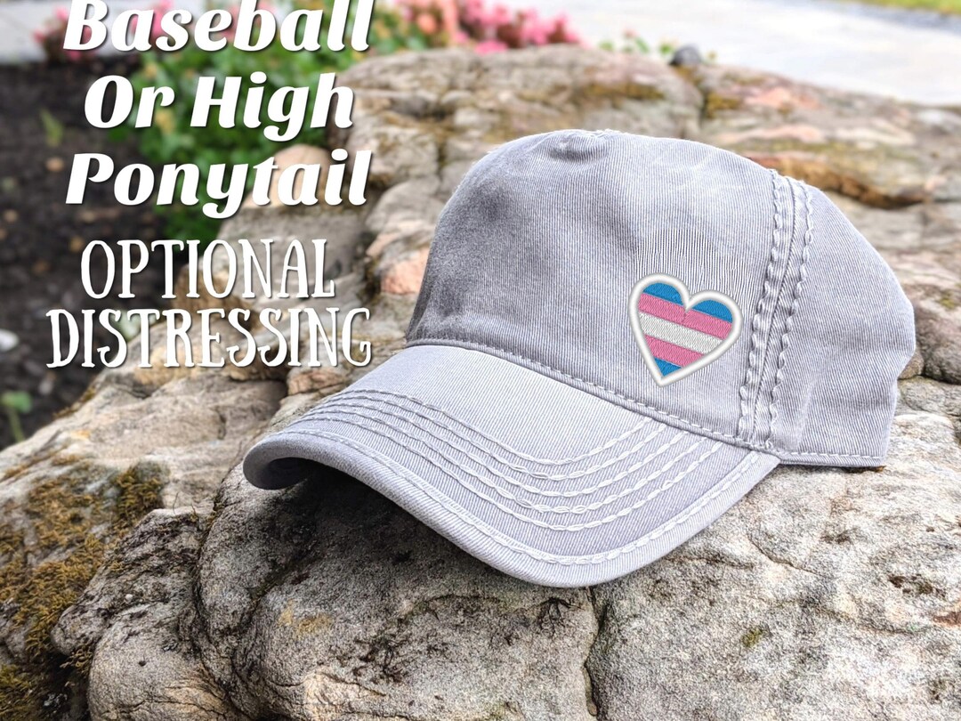 Embroidered Transgender Pride Heart Hat: Baseball or Ponytail Cap - Etsy