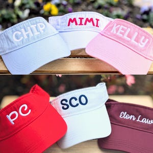 Custom Embroidered Visor: Personalized Text Font and Colors, White Pink ...