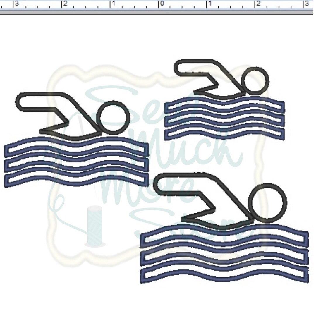 Swimming Embroidery File - 2.5, 3 and 3.5 INCH - Machine Embroidery ...