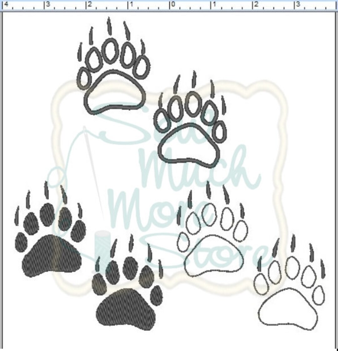 3 Pack - Bear Paw Prints Embroidery Files - 3.5 INCH - Machine ...