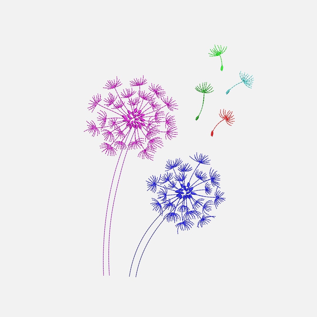 Dandelion Machine Embroidery Design, Floral Art (digital Download) - Etsy