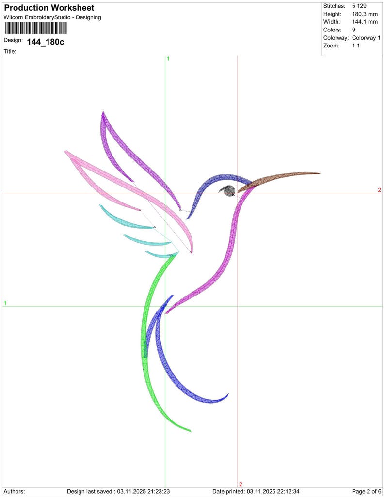 Hummingbird Line Art Embroidery Design | Colorful Bird Machine ...