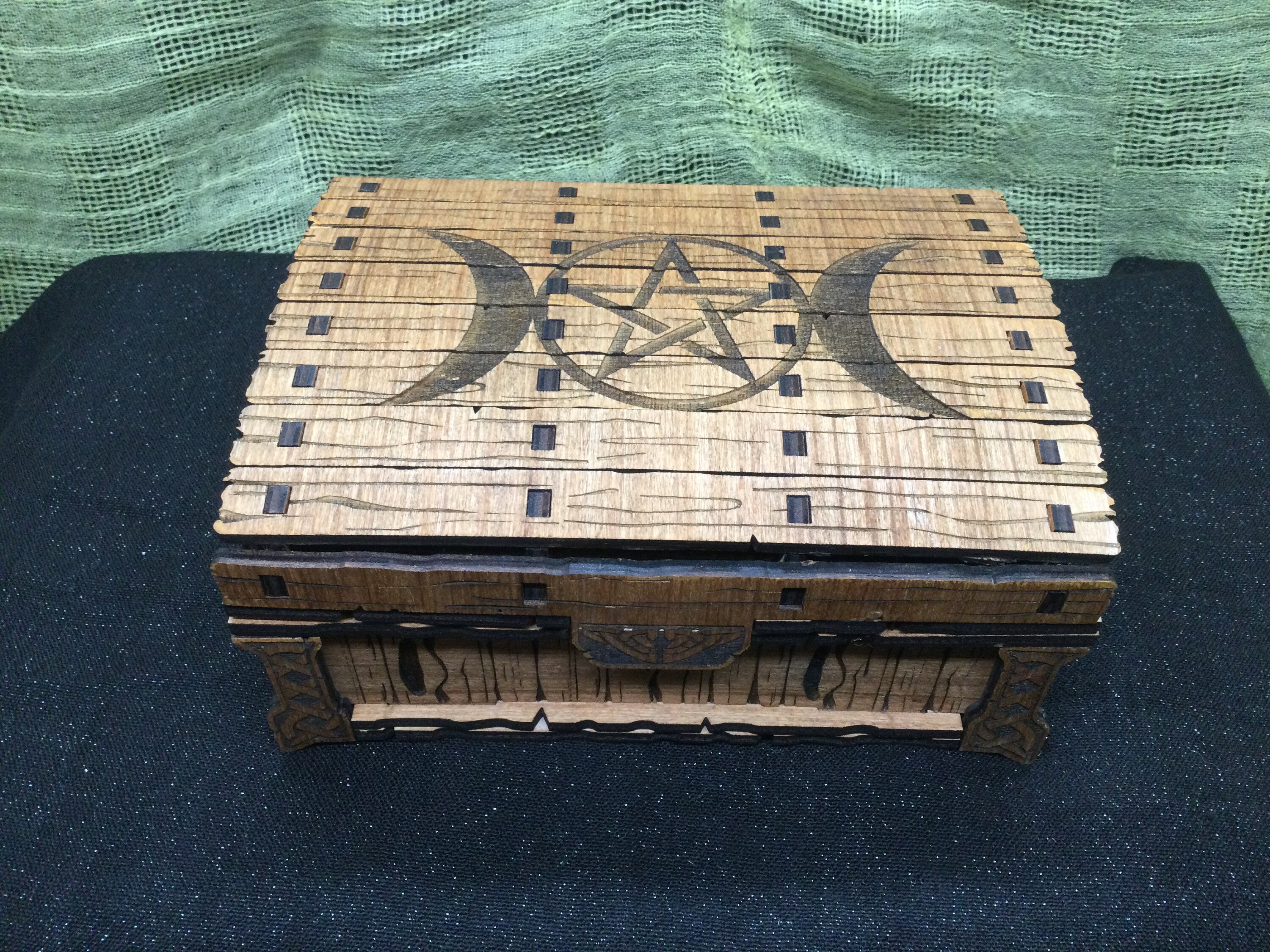 Triple Moon Pentagram Treasure Chest Box Custom Laser Cut Box - Etsy