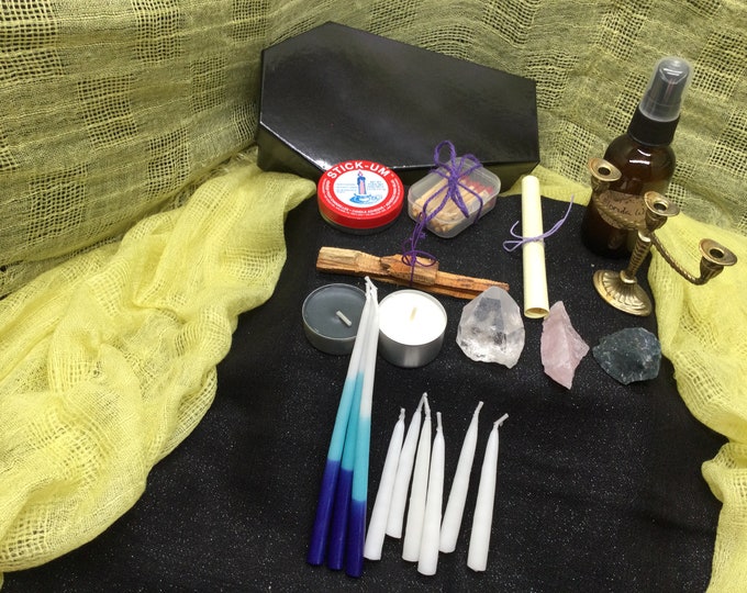 Coffin Box Travel Kit Ritual Kit Altar Accessory Halloween Smudge Kit ...