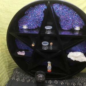 Handpainted Pentagram Shelf, Trinket Shelf, Shadow Box, Fairy Shelf ...